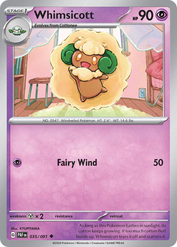 Wat is Whimsicott 035/091 uit Paldean Fates waard?