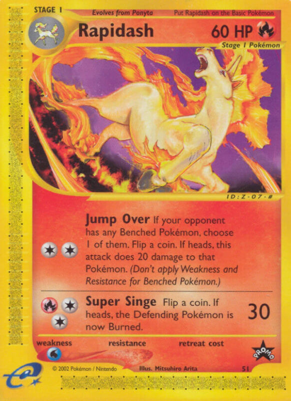 Check de actuele waarde van je Rapidash 51 kaart uit de Wizards Black Star Promos set.