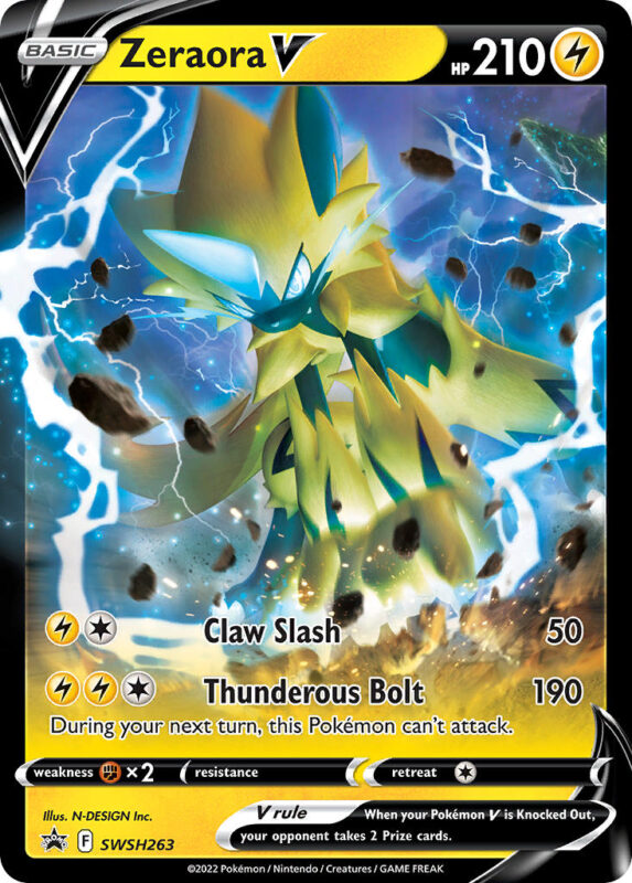 Bekijk de waarde van je Zeraora V SWSH263 Pokemon promo kaart
