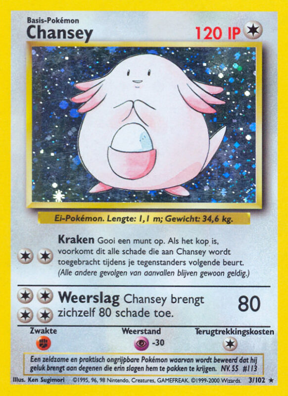 Wat is Chansey 3/102 uit Base Set NL waard? - Pokemonkaart.nl