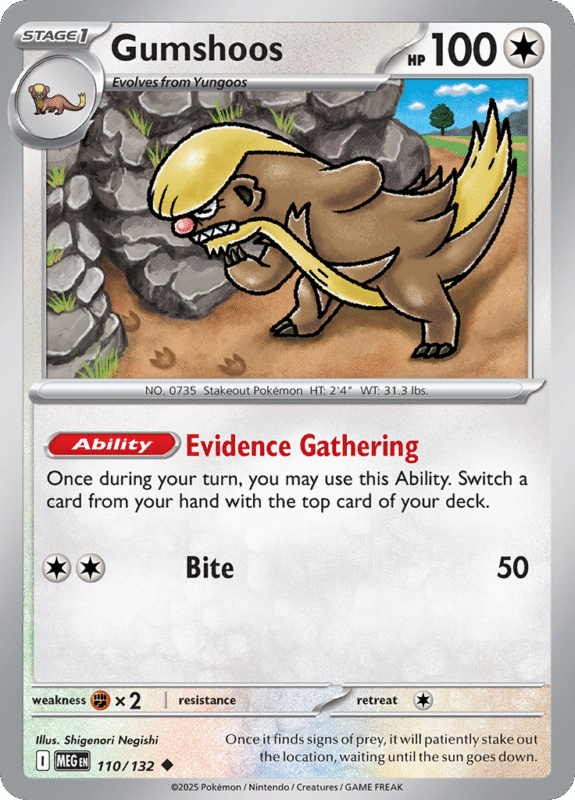 Wat is Gumshoos 110/132 uit Mega Evolution waard? - Pokemonkaart.nl