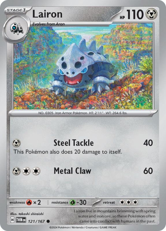 Wat is Lairon 121/167 uit Twilight Masquerade waard? - Pokemonkaart.nl