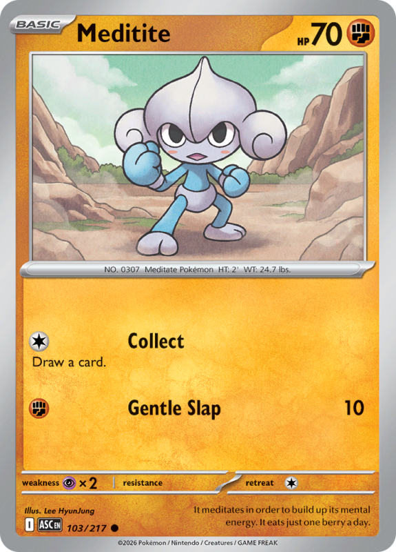 Wat is Meditite 103/217 uit Ascended Heroes waard? - Pokemonkaart.nl