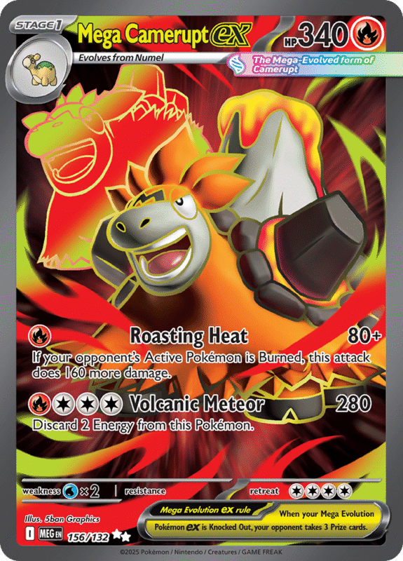 Wat is Mega Camerupt ex 156/132 uit Mega Evolution waard? - Pokemonkaart.nl