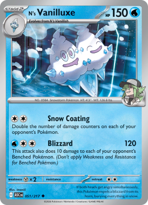 Wat is N's Vanilluxe 051/217 uit Ascended Heroes waard? - Pokemonkaart.nl
