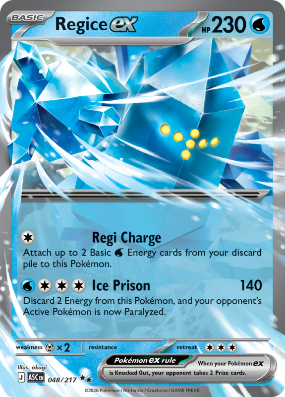 Wat is Regice ex 048/217 uit Ascended Heroes waard? - Pokemonkaart.nl