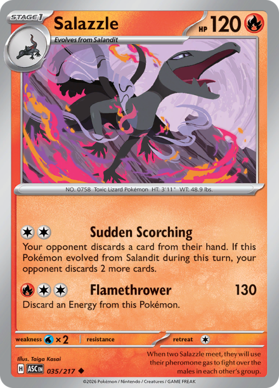 Wat is Salazzle 035/217 uit Ascended Heroes waard? - Pokemonkaart.nl