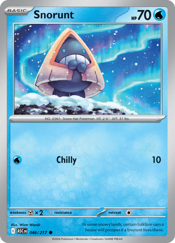 Wat is Snorunt 046/217 uit Ascended Heroes waard? - Pokemonkaart.nl