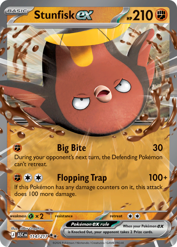 Wat is Stunfisk ex 114/217 uit Ascended Heroes waard? - Pokemonkaart.nl