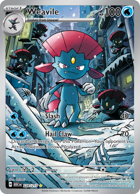 Wat is Weavile 228/217 uit Ascended Heroes waard? - Pokemonkaart.nl