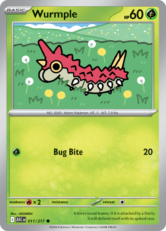 Wat is Wurmple 011/217 uit Ascended Heroes waard? - Pokemonkaart.nl